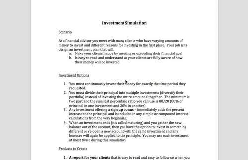 Simple vs. Compound Interest Investment Project | TpT