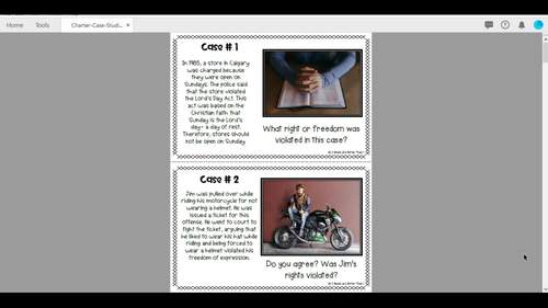 Charter of Rights and Freedoms: Case Study Task Cards & Distance Learning