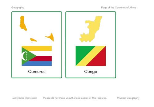 African Geography Countries and Flags of Africa Set 54 Cards in PRINT