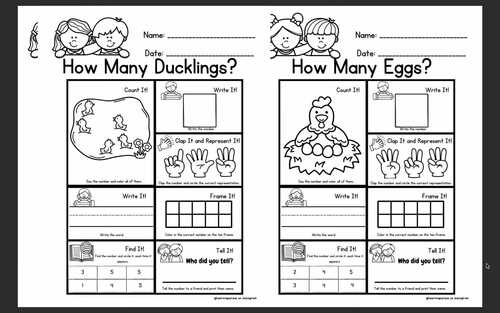 Math Number Sense Worksheets Farm for PreK, TK, Kindergarten, and First