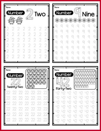 Tracing Numbers To 50 | Number Chart 1 to 50 Workssheet | TPT