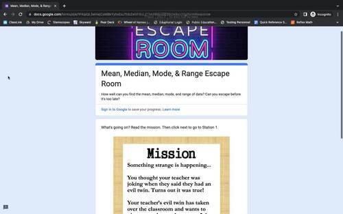 Mean, Median, Mode, and Range Escape Room (Digital or Paper) | TPT