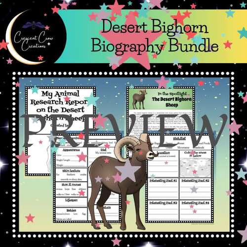 Desert Bighorn Animal Bio | Color Sheet, Fact Sheet, and Graphic Organizers