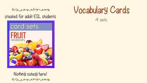 Fruit Vocabulary Task Cards - Flashcards - Card Sets for Adult ESL
