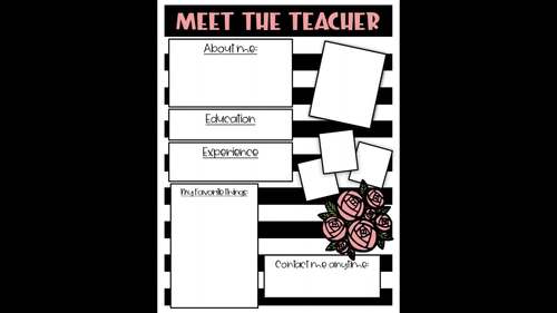 Meet the Teacher-Roses & Stripes Theme by Feathered Teacher Shop