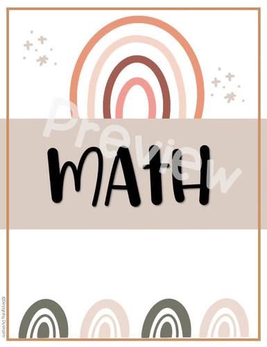 Neutral Boho Rainbow Binder Covers and Spines | EDITABLE by Designing ...