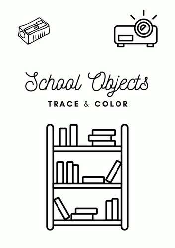 School Objects 2 (Trace & Color) by Mazic Worksheet | TPT