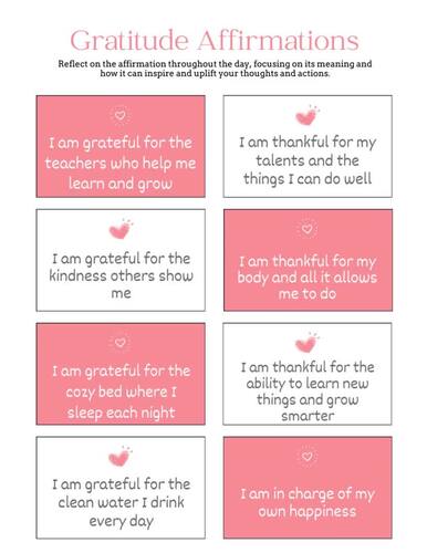Gratitude Affirmation Cards for Kids | Gratitude Cards | Thankful Cards