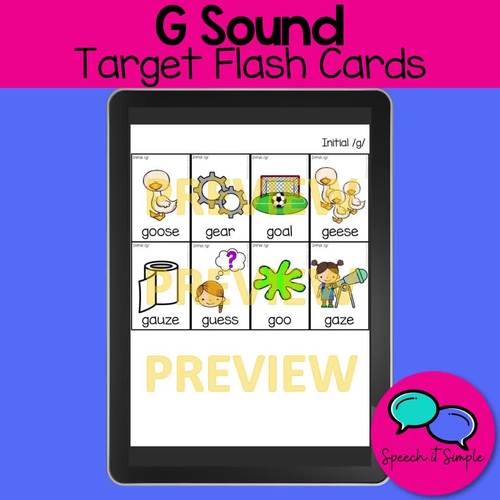 G Sound Articulation Target Cards - Artic - Apraxia - Phonology ...