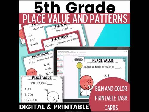 5th Grade Math Review Place Value Patterns Print & Digital Resource