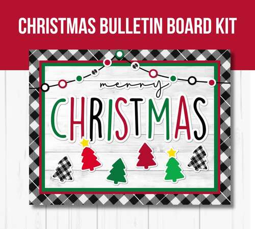 Christmas Bulletin Board Kit, Classroom Holidays Door Decor Printable PDF