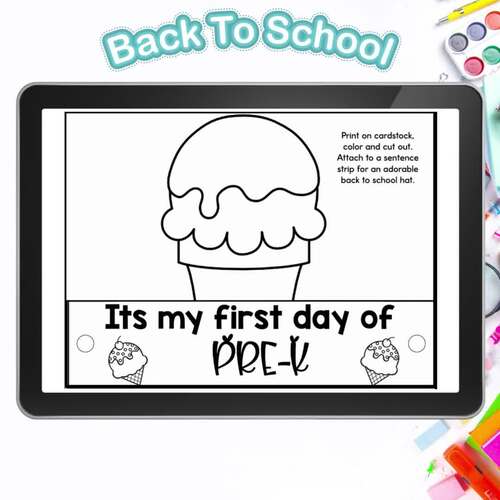 Ice Cream Blast: Engaging First Day Hats for Pre-K to 3rd Grade | TPT