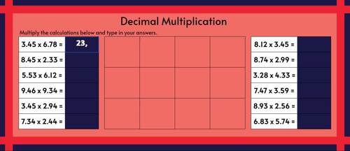 Digital Block Reveal NO PREP - Veteran's Day Decimal Multiplication