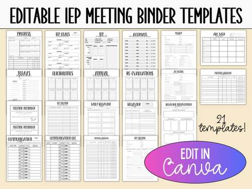 Editable IEP Meeting Planner Templates, Special Education Case Management Editable IEP Meeting Planner Templates, Special Education Case Management