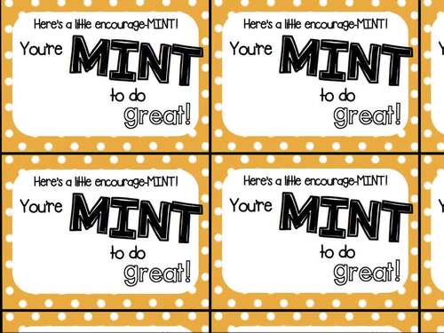 Mint Testing Encouragement Treat Tag | Here's a Little Encourage-Mint!