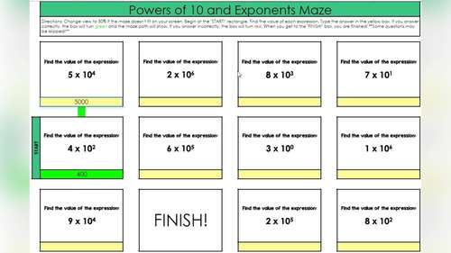 Powers of 10 and Exponents Printable and Digital Activities 5.NBT.2