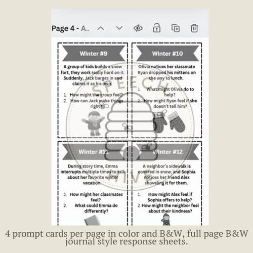 Winter Perspective Taking - Social and Emotional: Stories & Response Sheets
