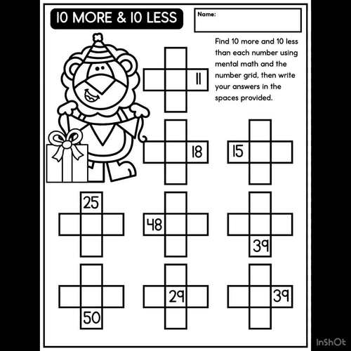 1st Grade 10 More and 10 Less to a 2-Digit Number | Zoo Party Theme