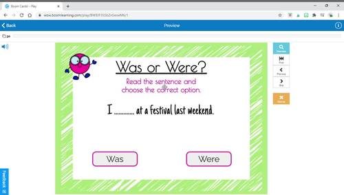 Subject Verb Agreements Past Simple Was or Were? BOOM Cards | TPT