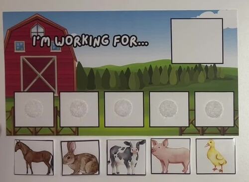 Farm token board, token board, aba, bcba, bcaba, reward chart, aba therapy