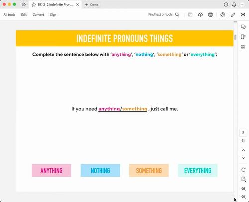 ESL Intermediate Lesson: Learn Indefinite Pronouns about Things | TPT
