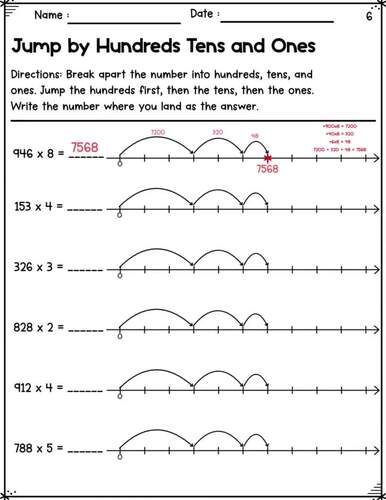 Open Number Line | 3 Digit by 1 Digit Multiplication with Regrouping ...
