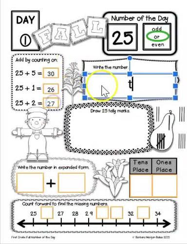 Halloween Math Place Value Number of the Day Worksheets First Grade Math