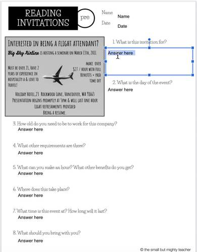 Functional Reading of Invitations by the small but mighty teacher
