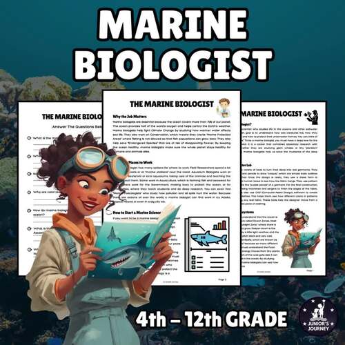 Marine Biologist Reading Comprehension | Career Exploration Worksheet