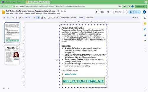 Year-Long Student Reflection Google Form: Track Progress by Mused Minds