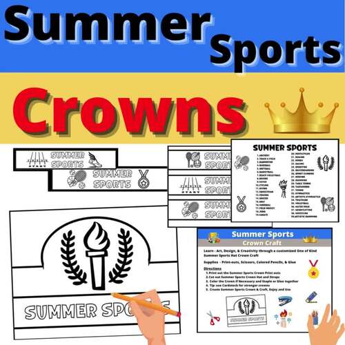 Summer Sports Hat Crown Craft Coloring Activity Resource by DadsDesigns