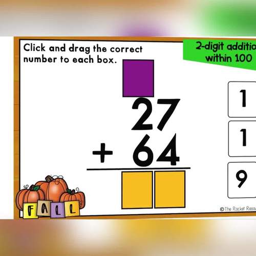 2 Digit Addition with and without regrouping Fall BOOM™ Cards | 2.NBT.5