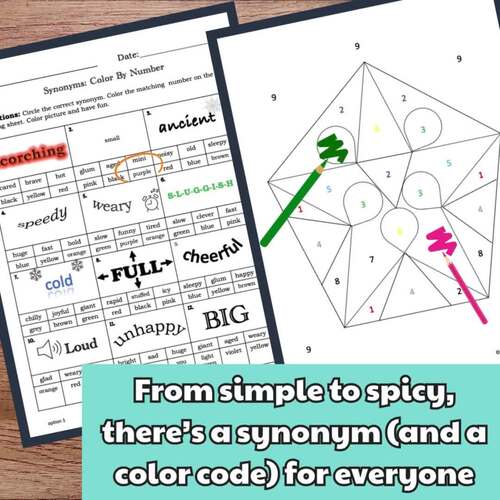 Synonyms Worksheets ELA Color By Number Activity Special Education 5th ...