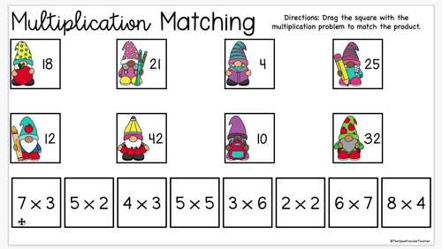 School Gnomes Multiplication Fact Matching Digital Math Activity for ...