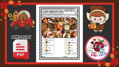 I Spy Thanksgiving Worksheet | No-Prep Interactive Activity for Early ...