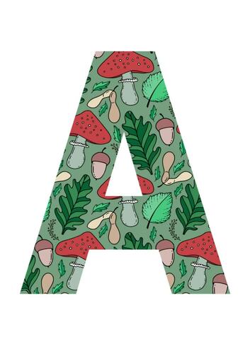 Mushroom Forest Print A-Z 0-9 Decor | Printable Bulletin Board Letters ...