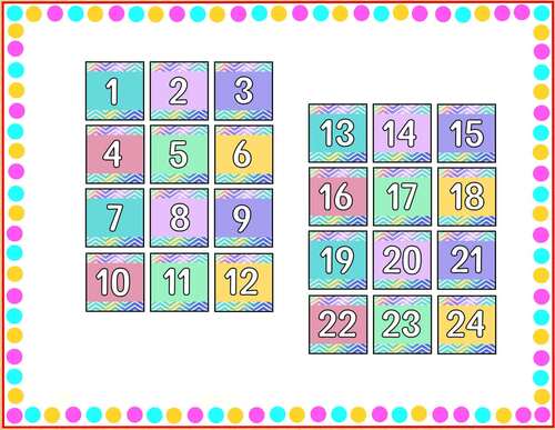 Printable Chevron Calendar Number Labels, Pocket Size Number Labels ...