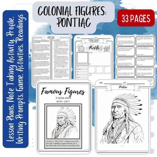 Colonial Figures: Pontiac - Profile, Writing Prompts, Timeline Activities