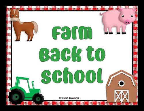 Farm Back to School Resources by Cindy's Treasures | TPT