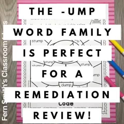Short u Words The -ump Word Family Color By Code For Remediation