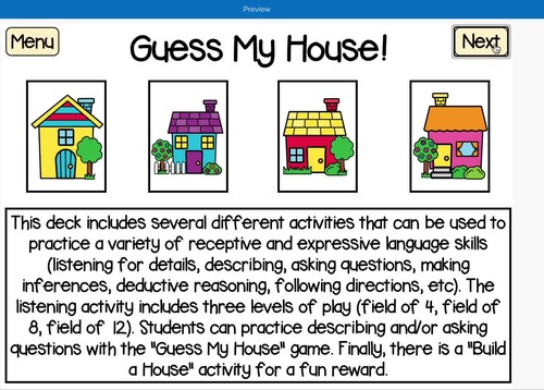 Guess my House Boom Cards™ Speech Therapy Language Processing Memory ...
