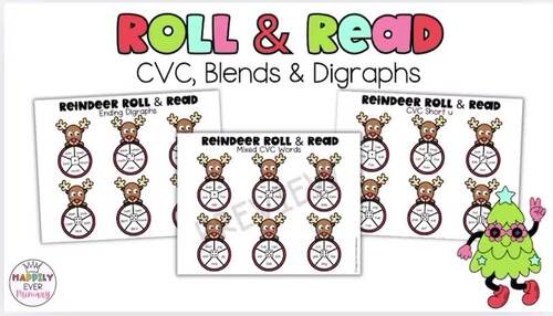 Christmas Roll & Read Fluency Practice Games | CVC Digraphs Blends