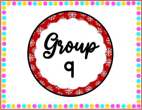 Bright Winter Table Numbers, Editable Table, Team and Group Numbers, Signs