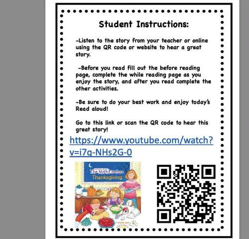 The Night Before Thanksgiving Book Activity Pack by Books with Bri