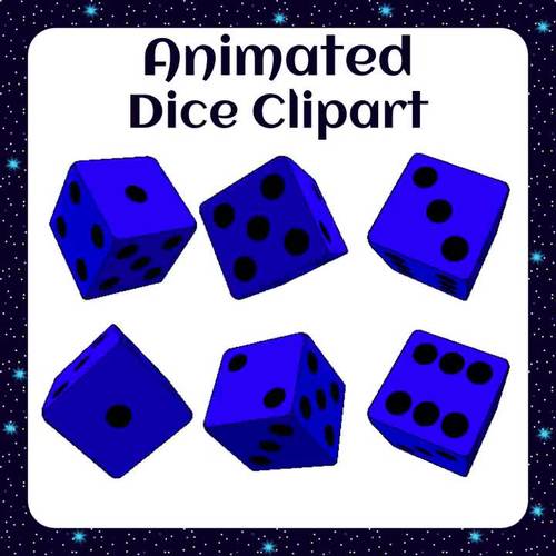 Digital Dice GIFs - Animated Clipart – Blue with Black Dots | TPT