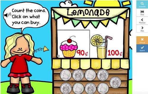 Counting Coins | Dimes to 100¢ at the Lemonade Stand (BOOM CARDS)