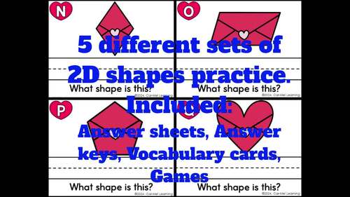 Geometría - Geometry - 2D Shapes Task Cards - February Theme - Matemáticas