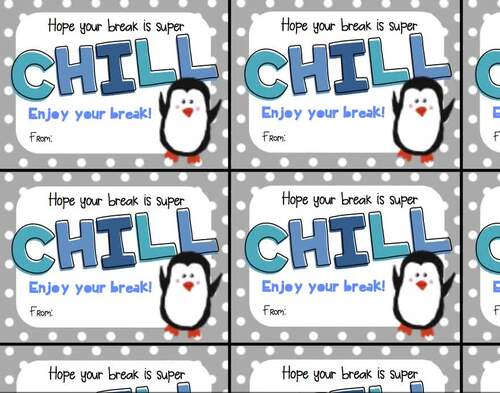 Penguin Christmas (Winter Break) Holiday Gift Tag-Hope your break is ...