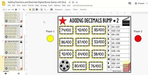 Add Fractions and Decimals in 10ths and 100ths Printable and Digital Games