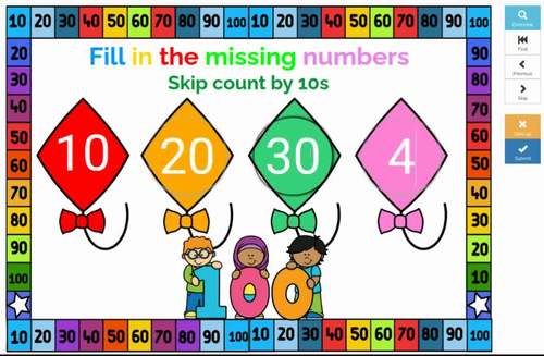 100th Day of School Math Skip Counting by 10s Boom Cards 1st Grade Math